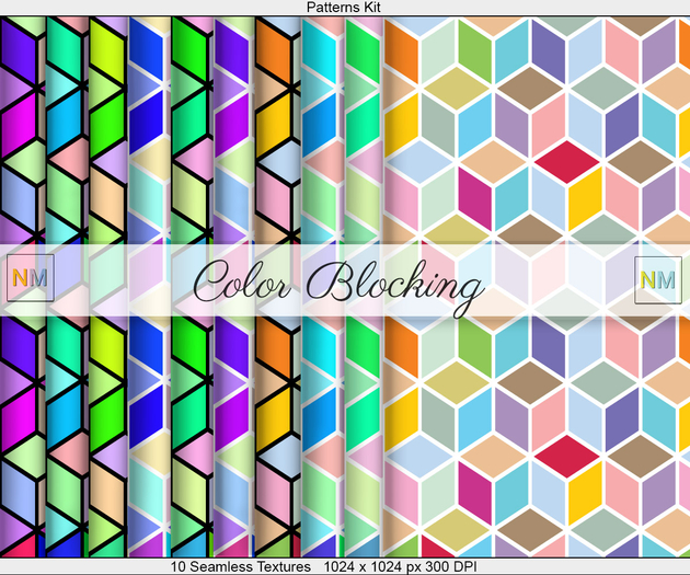 Second Life Marketplace - Color Blocking Patterns Kit 10 Seamless Textures NM